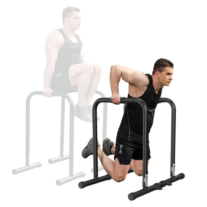Adjustable Parallette Dip Bar Station Fitness Workout Dip Stand Statio