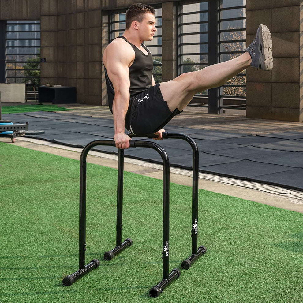 Adjustable Parallette Dip Bar Station Fitness Workout Dip Stand Statio