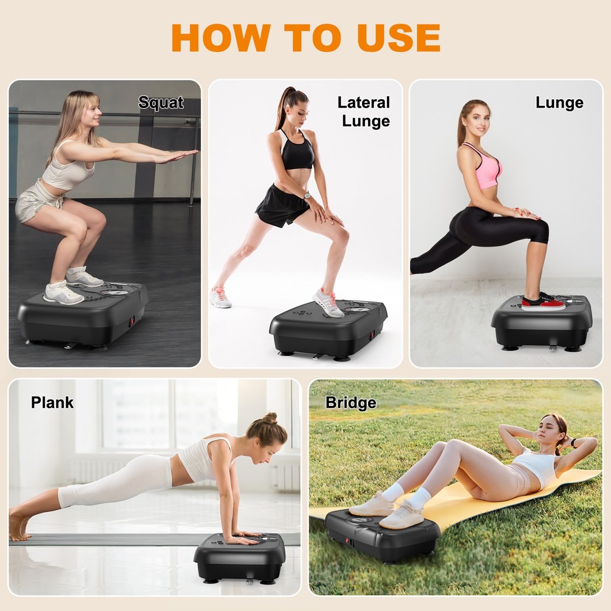 Fitness Vibration Plate Machine with Resistance Bands